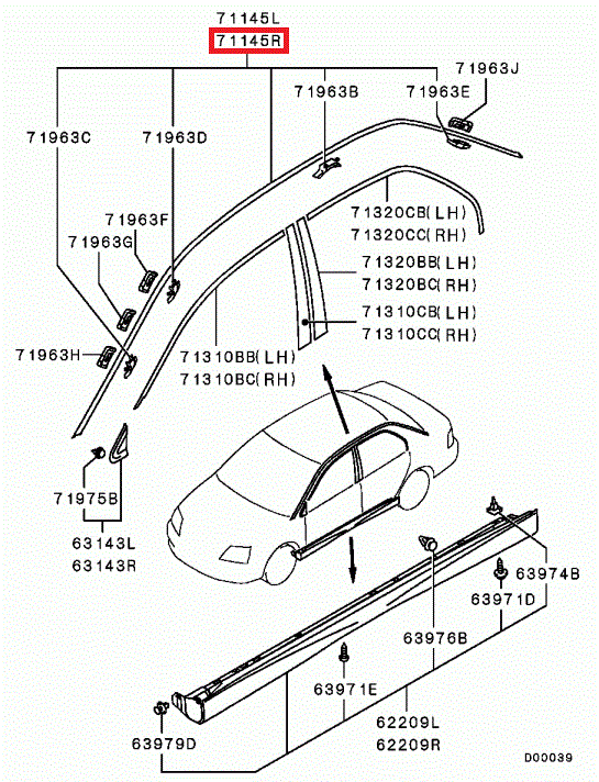 MR520288 Baguette de toit droit E7-9 - CS Motorsport